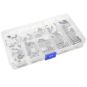 XINGYHENG 225Pcs 15 Kinds M2 M3 M4 304 Stainless Steel Dowel Pins Assortment Kit( Round Straight Pin Fixed Element Set with A Storage Box)