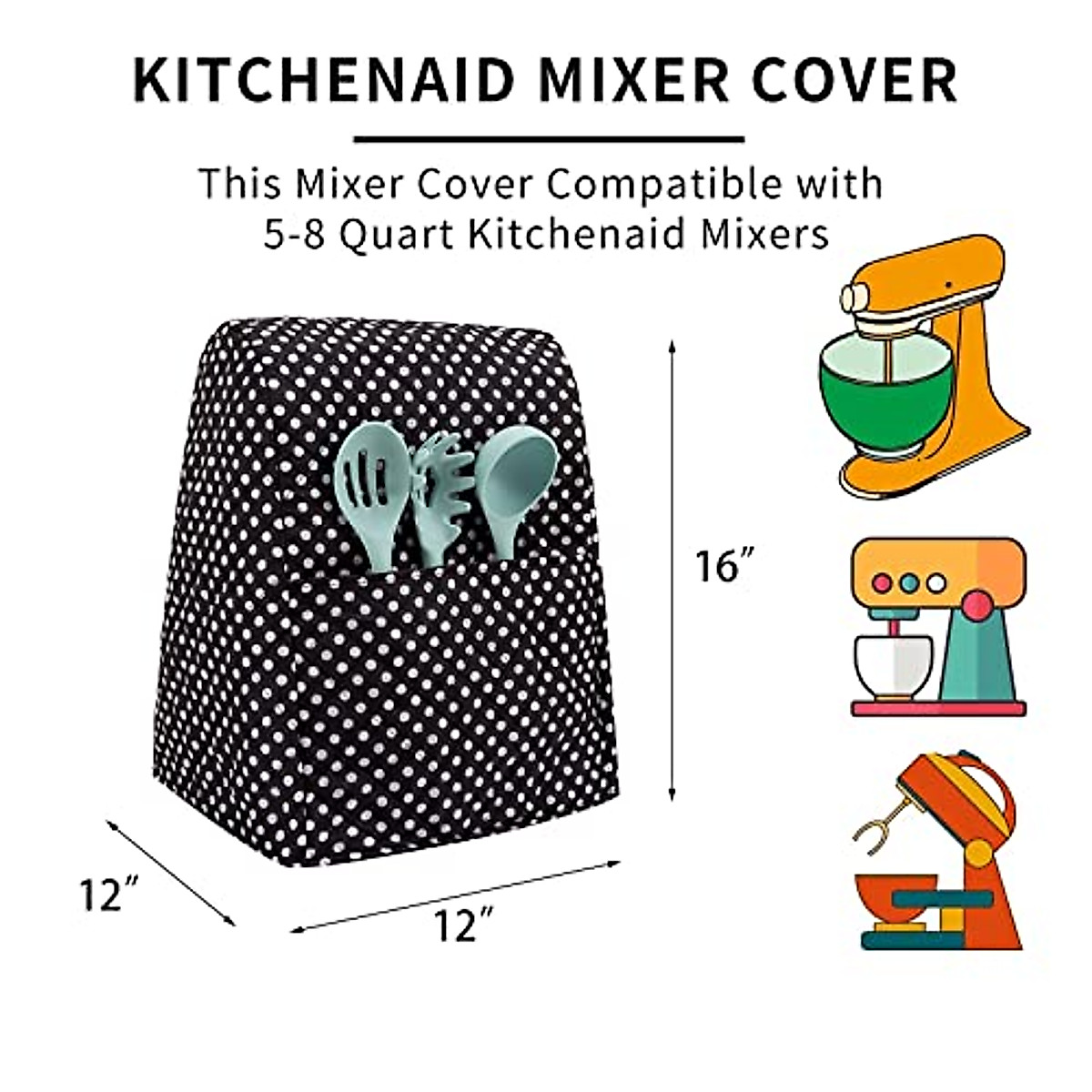 Kitchen Aid Mixer Cover,Kitchen Mixer Cover Compatible with 6-8 Quarts Kitchen Aid Hamilton Stand Mixer,Cover For Kitchen Aid Mixer,Kitchen Mixer Covers.Kitchen Aid Mixer Assecories (Dots)