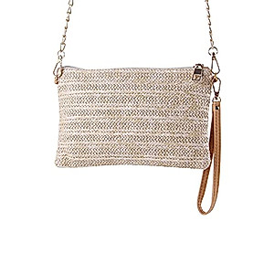 Ynport Women Straw Clutch Purse Bags Summer Straw Crossbody Bags Handmade Women Beach Envelope Shoulder Wallet