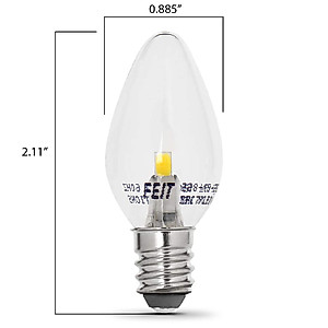 Feit Electric BPC7/LED 0.6 Watt Non Dimmable C7 Candelabra Base, Clear, LED Night Light Bulb, 2-bulb, 4000K Cool White