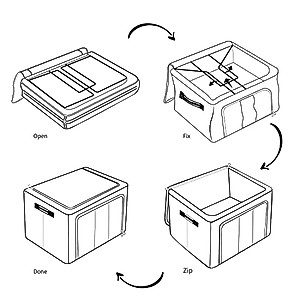 3 Pack Upgraded Clothes Storage Containers Bins, Stackable Storage Bins-Collapsible Storage Bins for Clothes Storage Box for Clothing with Front Zipper＆ Clear Window＆ Reinforced Handles, 66L, 3PCS)