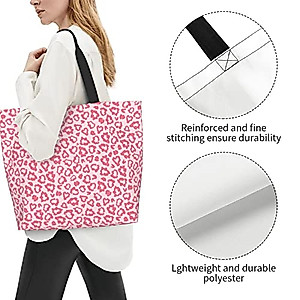 Gelxicu Cute Leopard Shoulder Tote Bags Leopard Casual Bag Shoulder Handbags Shopping Women Grocery Bags