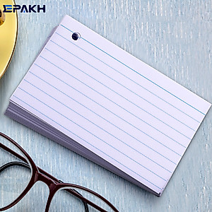 Epakh 300 Pieces Back to School Index Cards 180 GSM Thick Flashcards with Rings Punched Index Flashcards on a Ring Ruled Note Cards for Adults Home(3 x 5 Inch,Light Color)