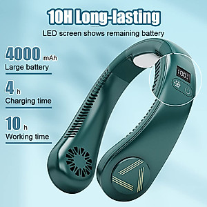 NORMIA RITA Air-conditioned Neck Fan Personal Neck Fan with Refrigeration Chip, Bladeless Fan Portable AC Cooling Fan Wearable Fan for Travel, Outdoor, Fast Cool 50℉ - 68℉