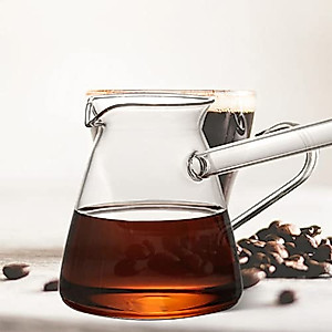 Zerodeko 2pcs Turkish Coffee Pots with Handle, Glass Stovetop Tea Pots Heat Resistant Side Handle Teapot Kettle Hot Chocolate Maker Stovetop Coffee Maker (450ML)