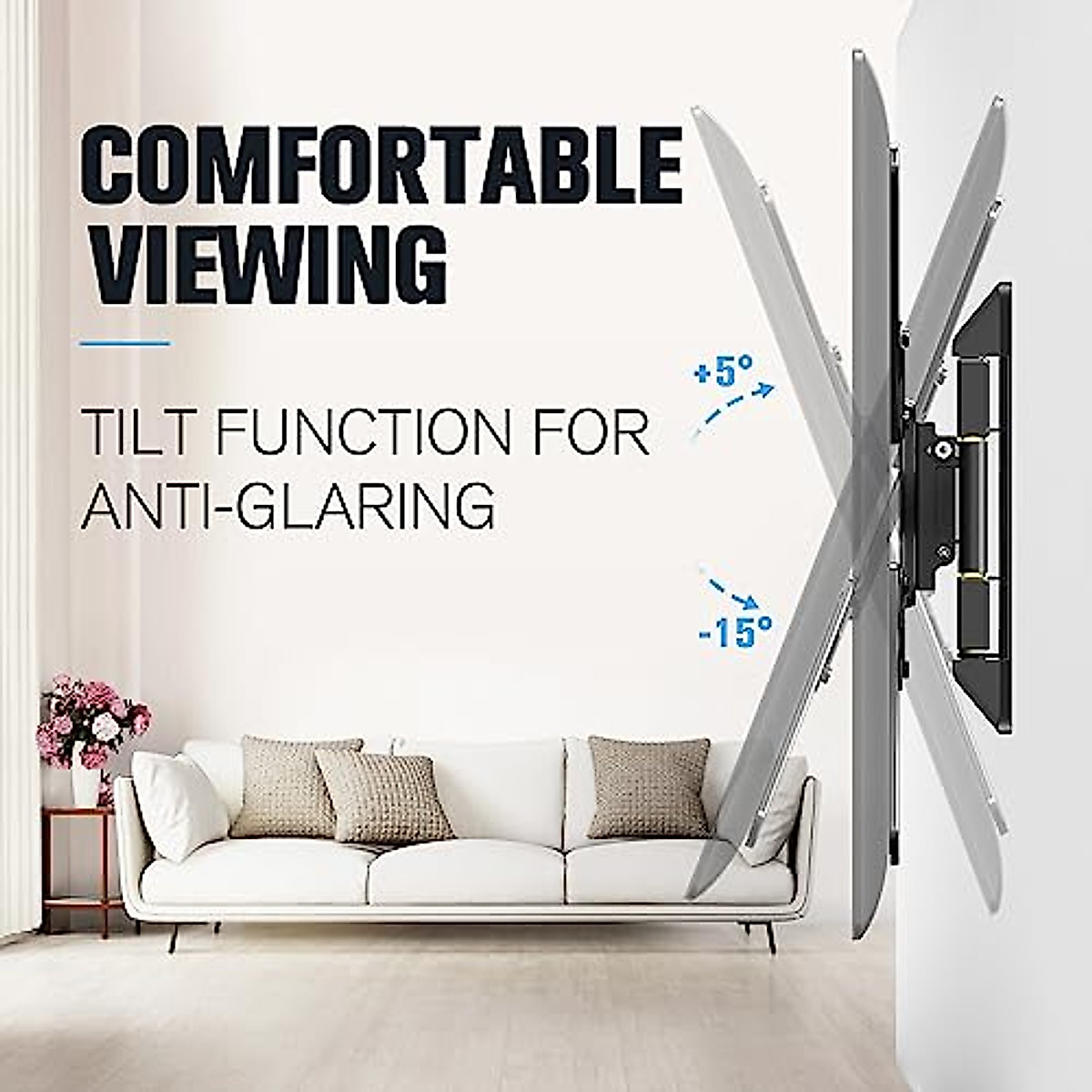 Mounting Dream TV Wall Mount for Most 26-55" TVs, TV Mount Full Motion with Swivel Articulating Arm, Perfect Center Design Wall Mount TV Bracket, up to VESA 400x400mm and 77 lbs Loading MD2418-MX