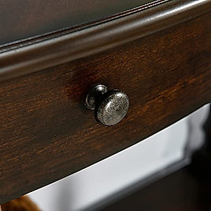 MODERION Solid Wood Console Table with Drawer, Semi-Circle Entryway Table with Storage Shelf, Half-Moon Traditional Elegant Vintage Sofa Table for Living Room, Small Space, Retro Walnut SFZ12233DC