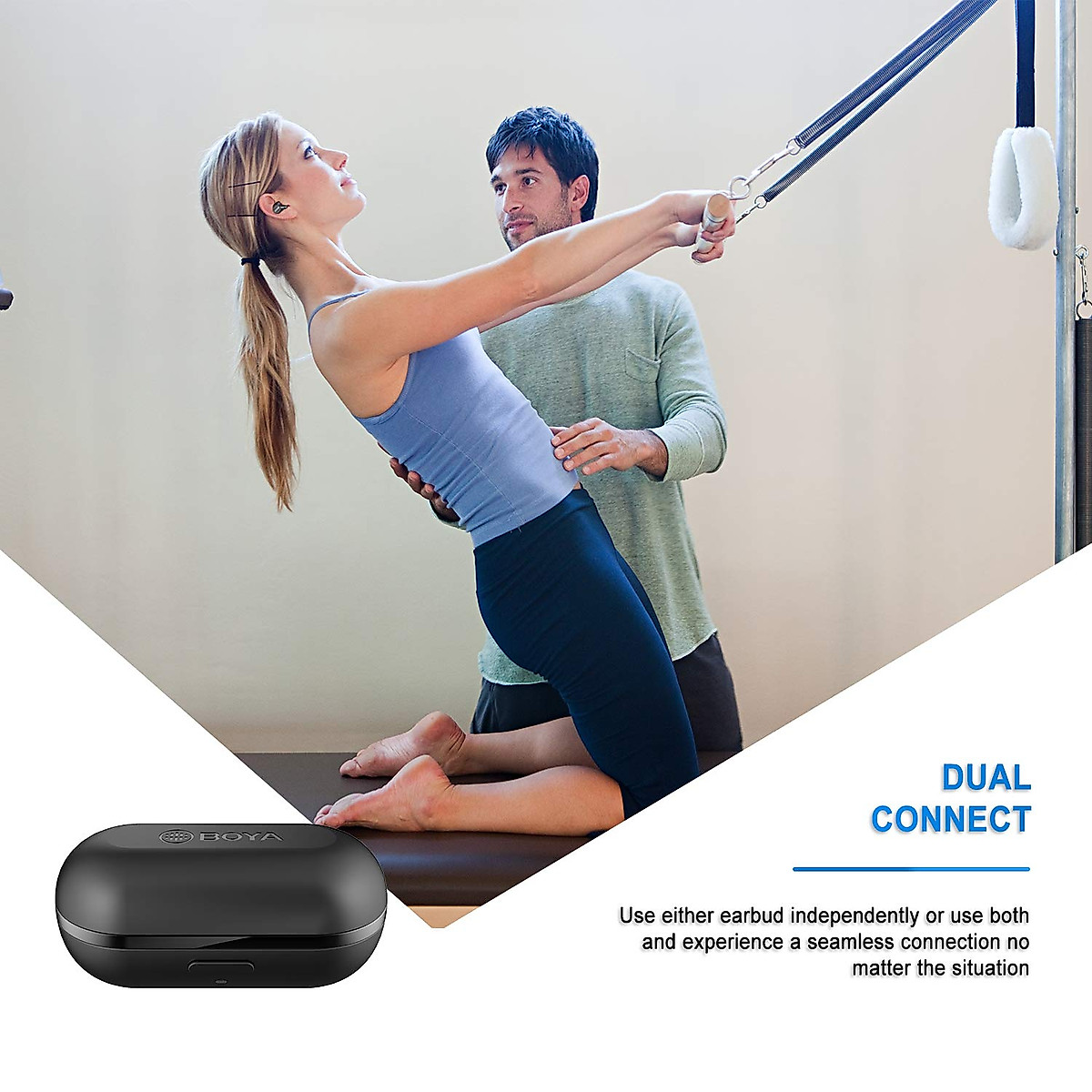 BOYA Wireless Bluetooth Earbuds Touch Control in-Ear Headphones IP44 Sweatproof Hi-Fi Stereo Earphones Dual Connect Headsets with Charging Case & Duration Playtime Built-in Mic for Phone Calls Music