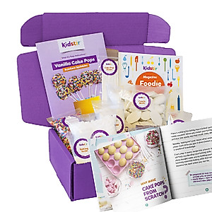 KIDSTIR Kids Baking Set DIY Baking Kits, Cake Pop Kit with Everything, All-in-One Baking Kit with Cake Pop Stand, Pre-Measured Ingredients, Best Gift Idea for Boys and Girls Ages 6-12. Vanilla
