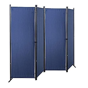 GOJOOASIS Room Dividers Folding Privacy Screens 4 Panel Partition (Blue)