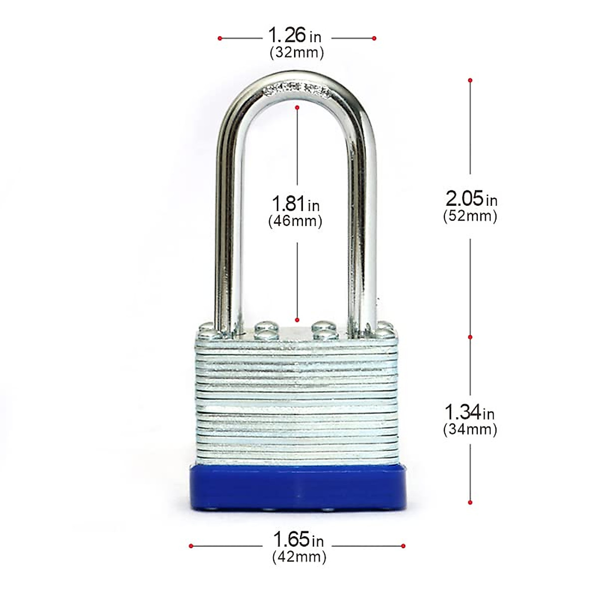 1 Laminated keyed Padlock (1-9/16", 40mm), keyed Alike Locks, Long Shackle, Pack