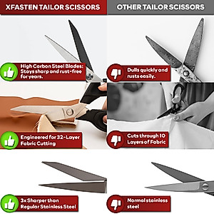 XFasten Heavy-Duty Professional Tailor Scissors, 9.5-Inch Heavy Duty Ultra-sharp Dressmaker’s Scissors Shears for Fabric Cutting | Sewing scissors for Fabric