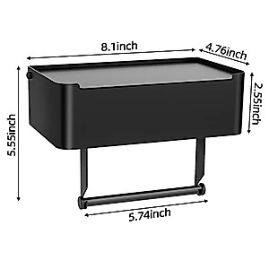 JUYSON Toilet Paper Holder with Shelf, Flushable Wipes Dispenser Fits for Bathroom Wipe Storage, Keep Your Wipes Hidden Out of Sight - SUS304 Stainless Steel Wall Mount Organizer (Matte Black)