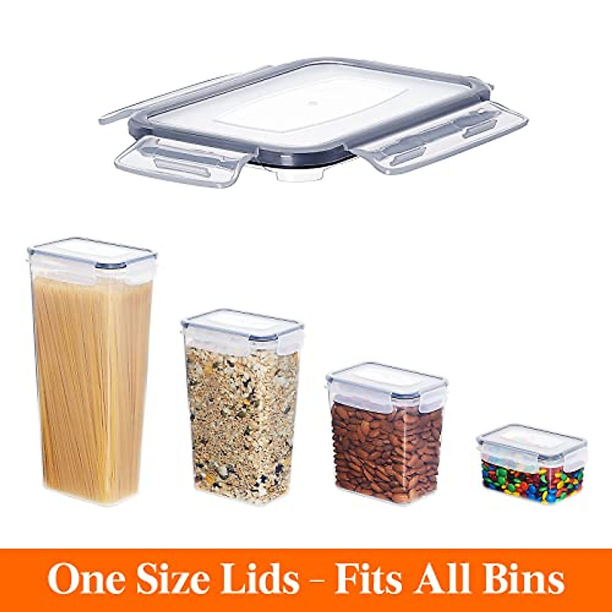 Lifewit 24pcs Airtight Food Storage Containers with Universal Lids, Plastic Cereal Containers Storage Set with Labels Marker in Kitchen Pantry, Sugar Flour Dry Food, BPA Free