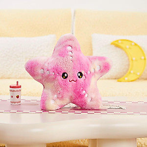 Houwsbaby 12" Light Up Starfish Plush Pillow,Tie-Dyed Sea Star Stuffed Animal,Ideal Festivals Birthdays Children's Day for Kids Girls Boys