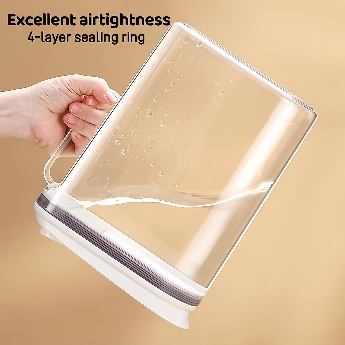 BeiZanWan Cereal Containers Storage Airtight,3.5L Rice Storage Container with Measuring Cup,Cereal Dispenser with Spout/Handle,Dry Food Storage Container(Food Grade)