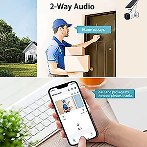 Wireless Solar Security Camera Outdoor,Solar Home Security Camera System, Forever Power,100% Wire-Free,1080P Night Vision Camera, 2 Way Talk,PIR Motion Detection,IP66 Waterproof,Cloud Storage/SD Slot