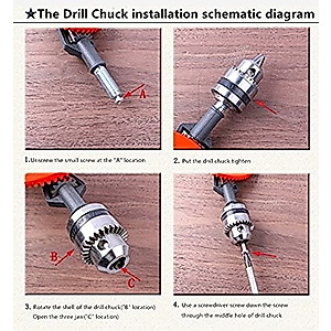 WEICHUAN Manual Hand Drill 3/8-Inch Capacity-Powerful and Speedy, Manual 3/8 inch Mini Hand Drill with Finely Cast Steel Double Pinions Design, 3 Jaw Chucks and Grip Handle
