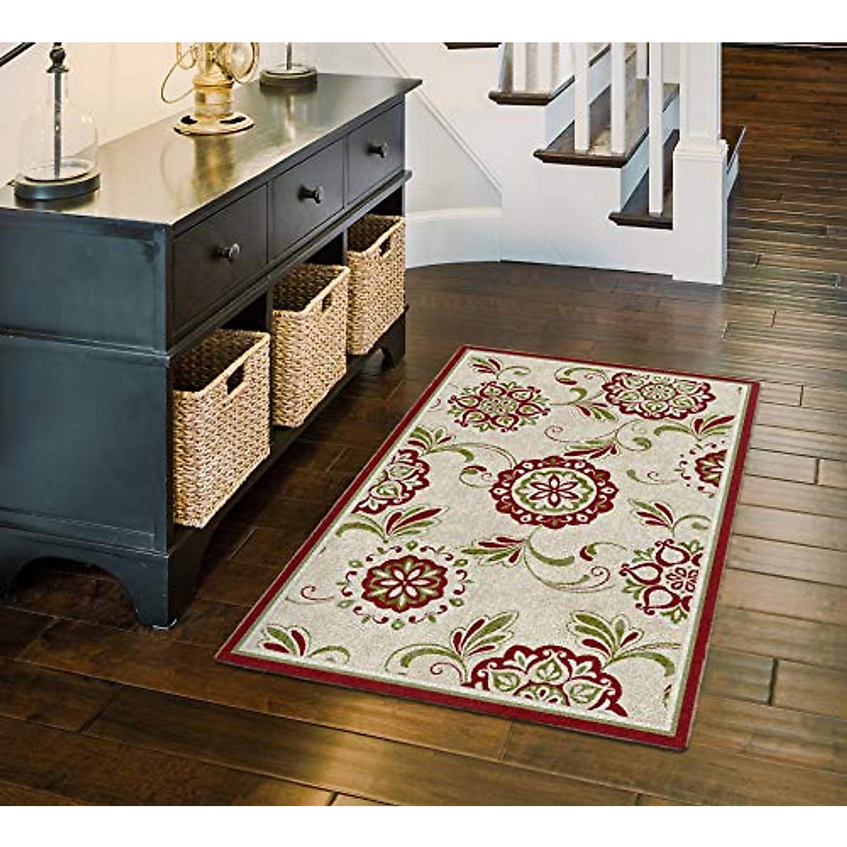 Brumlow MILLS Samara Home Indoor Area Rug with Traditional Floral Print Pattern for Living Room Decor, Dining Room, Kitchen Rug, or Bedroom Carpet, 30" x 46", Red