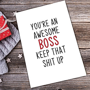 Comting Cheeky Boss' Day Card, Birthday Day Card for Boss, Mature Greeting Card for Manager, You're Awesome
