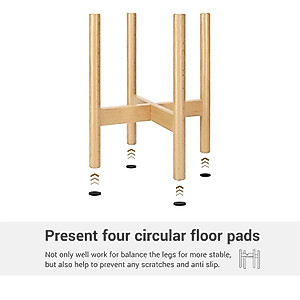 Mkono Plant Stand Mid Century Wood Flower Pot Holder (Plant Pot NOT Included) Modern Potted Stand Indoor Display Rack Rustic Decor, Up to 10 Inch Planter, Natural