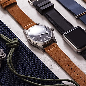 Benchmark Basics Navy Blue 22mm Suede Watch Strap - Vintage Leather Watch Band for Men & Women - Compatible with Regular & Smart Watches