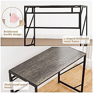 Elephance Folding Desk Writing Computer Desk for Home Office, No-Assembly Study Office Desk Foldable Table for Small Spaces