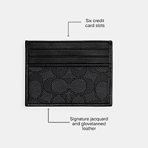 Coach Womens Refined Card Case in Signature Jacquard, Charcoal/Black