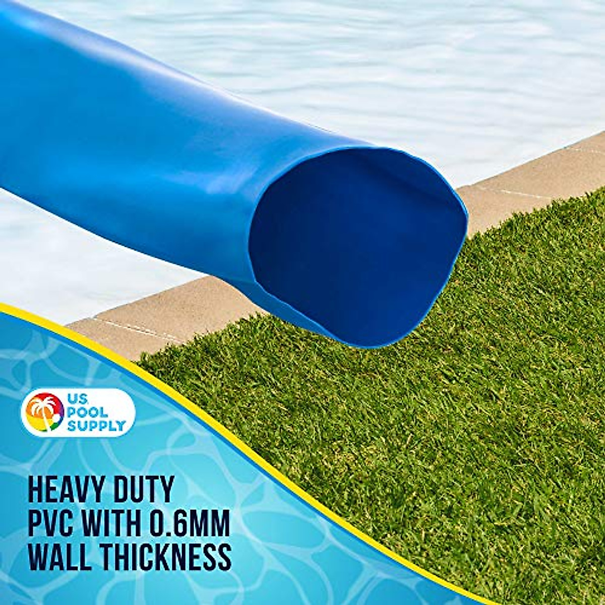 U.S. Pool Supply 2" x 50' Heavy Duty Blue Swimming Pool Backwash Hose with Hose Clamp