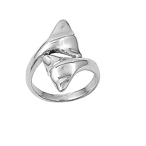 CloseoutWarehouse 925 Sterling Silver Whale Fluke Lovers Ring Size 6