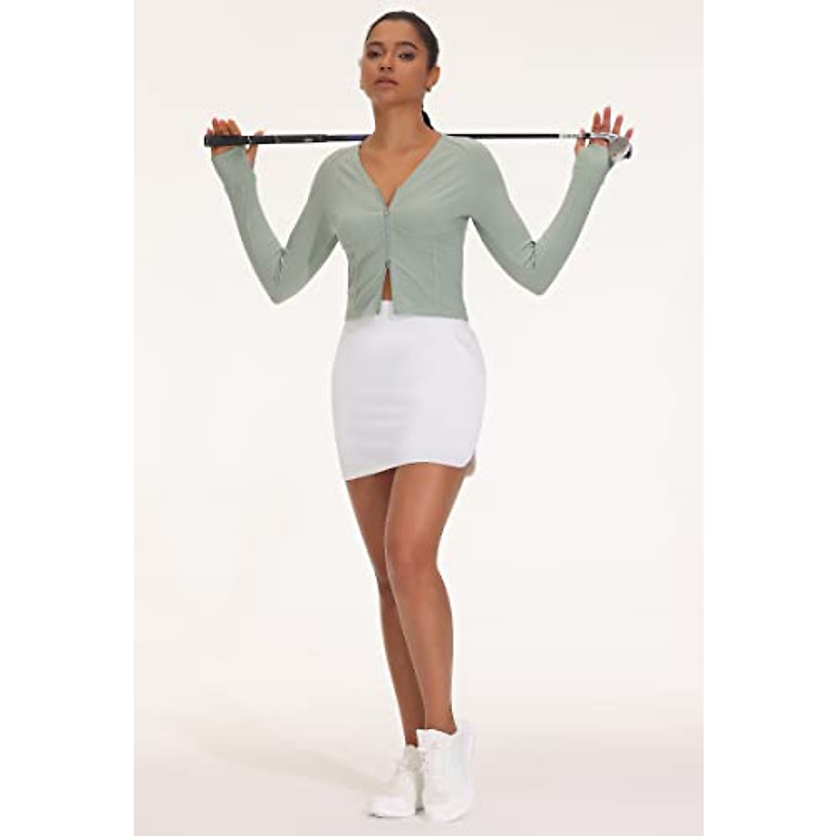 THE GYM PEOPLE Women's Golf Skort Tennis High Waist Lightweight Athletic Casual Skirts Built-in Shorts with 4 Pockets White