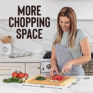 Bamboo Cutting Board - Chopping Board, Wood Cutting Board with Juice Groove, Charcuterie Board, Serving Platter Cheese Board, Bread Board, Turkey Meat Cutting Board, Wooden Cutting Boards for Kitchen