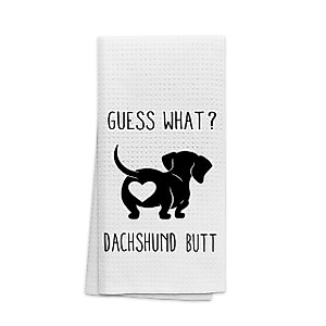OHSUL Guess What Dachshund Butt Highly Absorbent Kitchen Towels Dish Towels Dish Cloth,Cute Dachshund Butt Hand Towels Tea Towel for Bathroom Kitchen Decor,Dog Lovers Girls Women Gifts