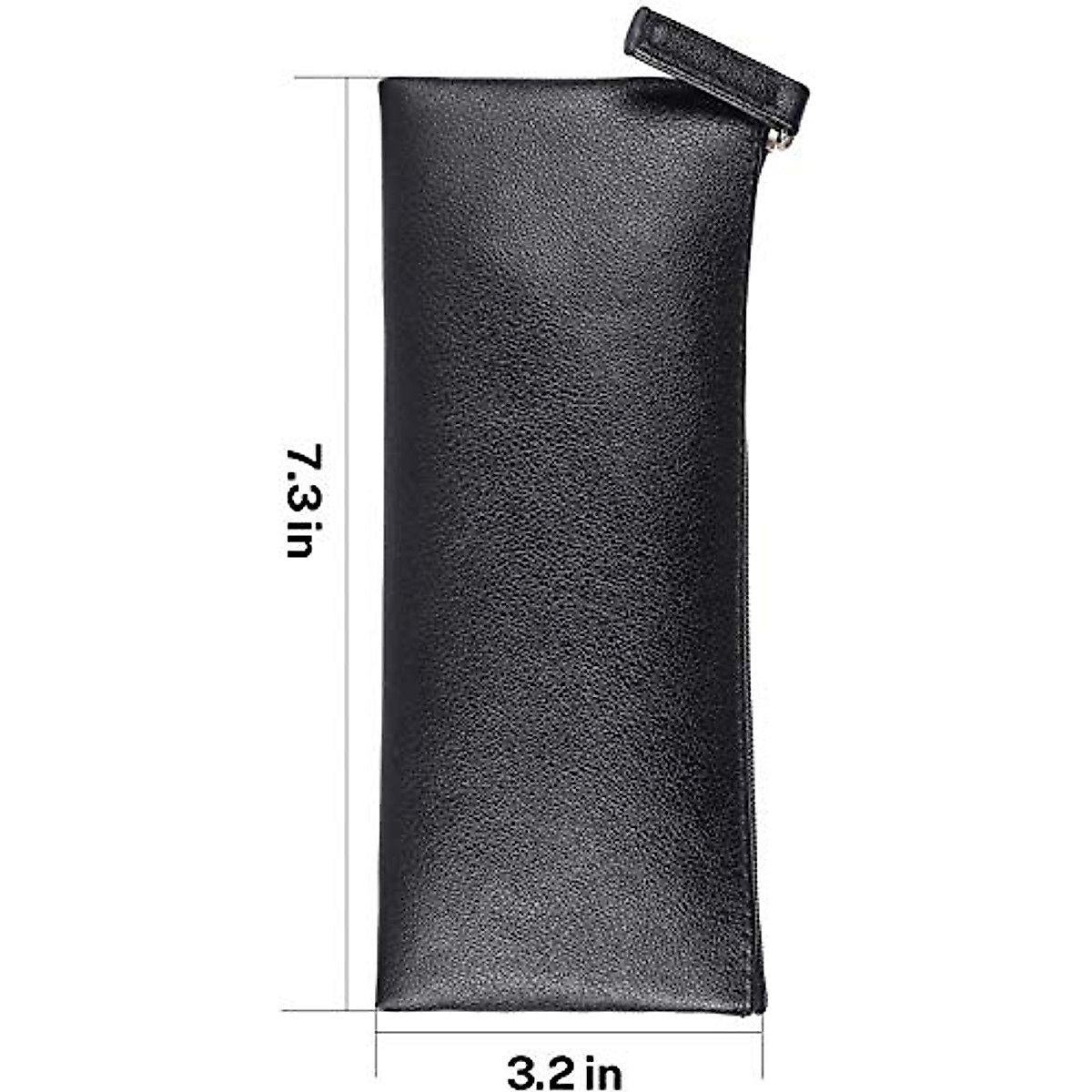 MROCO Pencil Case Pencil Pouch Black Pencil Bag PU Leather Pen Case Small Zipper Pouch for Pencils, Pens, Markers, Makeups, Change, Coins