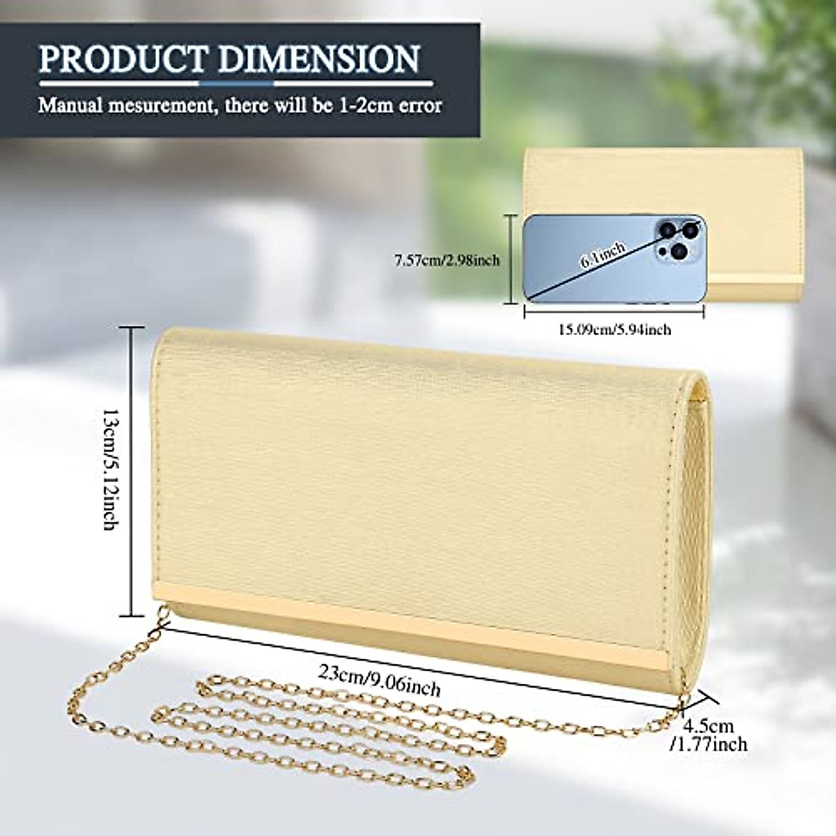 UBORSE Women Clutch Bag Elegant Women Chain Shoulder Bag Small Bridal Purse Envelope Handbag Wedding Evening Bag