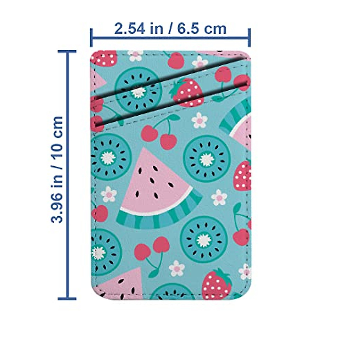 Diascia Pack of 2 - Cellphone Stick on Leather Cardholder ( Melon Kiwi Cherry Strawberry Pattern Pattern ) ID Credit Card Pouch Wallet Pocket Sleeve