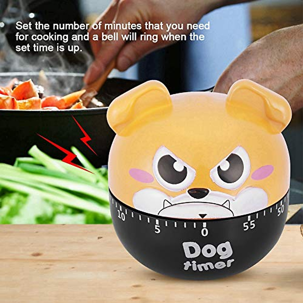 60 Minutes Kitchen Timer, Cute Dog Shape Mechanical Timer Manual Counters, Chef Cooking Timer Countdown Timer for Kids Baking Exercise Game(Khaki)