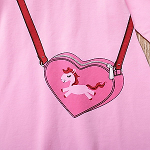 FANTANGPAI Toddler Girl Pink Heart Dress Long Sleeve Baby Girl Cotton Fall Outfit (Pink,8-9 Years)