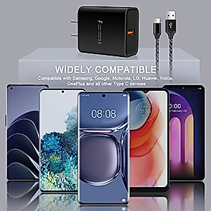 Android Fast Charger Samsung Phone Charger 3FT USB C Cable Cord for Samsung Galaxy S23 S23+ S22 Ultra Z Fold4 A53 S21 S10 S9 Z Flip4 A14 5G A13 A23 A33 A04 A73 A50, Google Pixel 7 Pro/7 6/6a, Moto