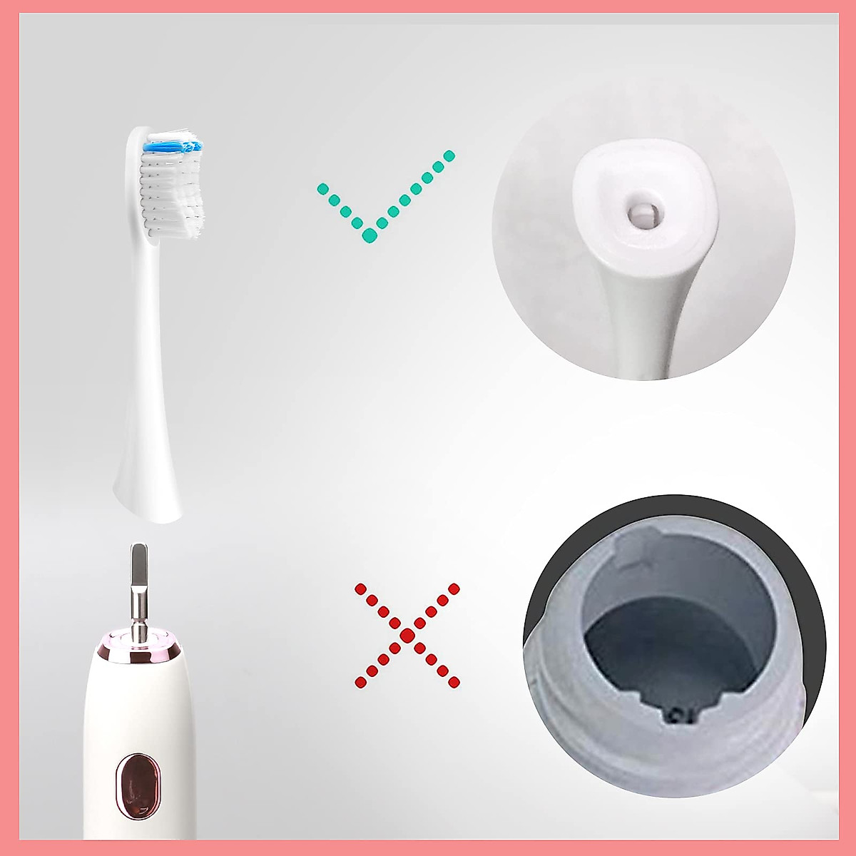 BTFO 2 Pcs Electric Toothbrush Heads for BTFO 1741-02 (White)