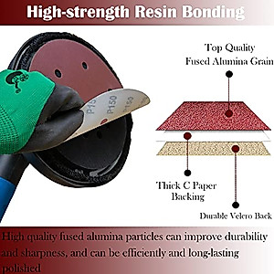 Sackorange 50 PCS 9-Inch 8-Hole Drywall Sanding Discs Set -10 PCS Each of 60 80 120 150 240 Grits,9" Hook-and-Loop Aluminum Oxide Sander Paper for Drywall Sander