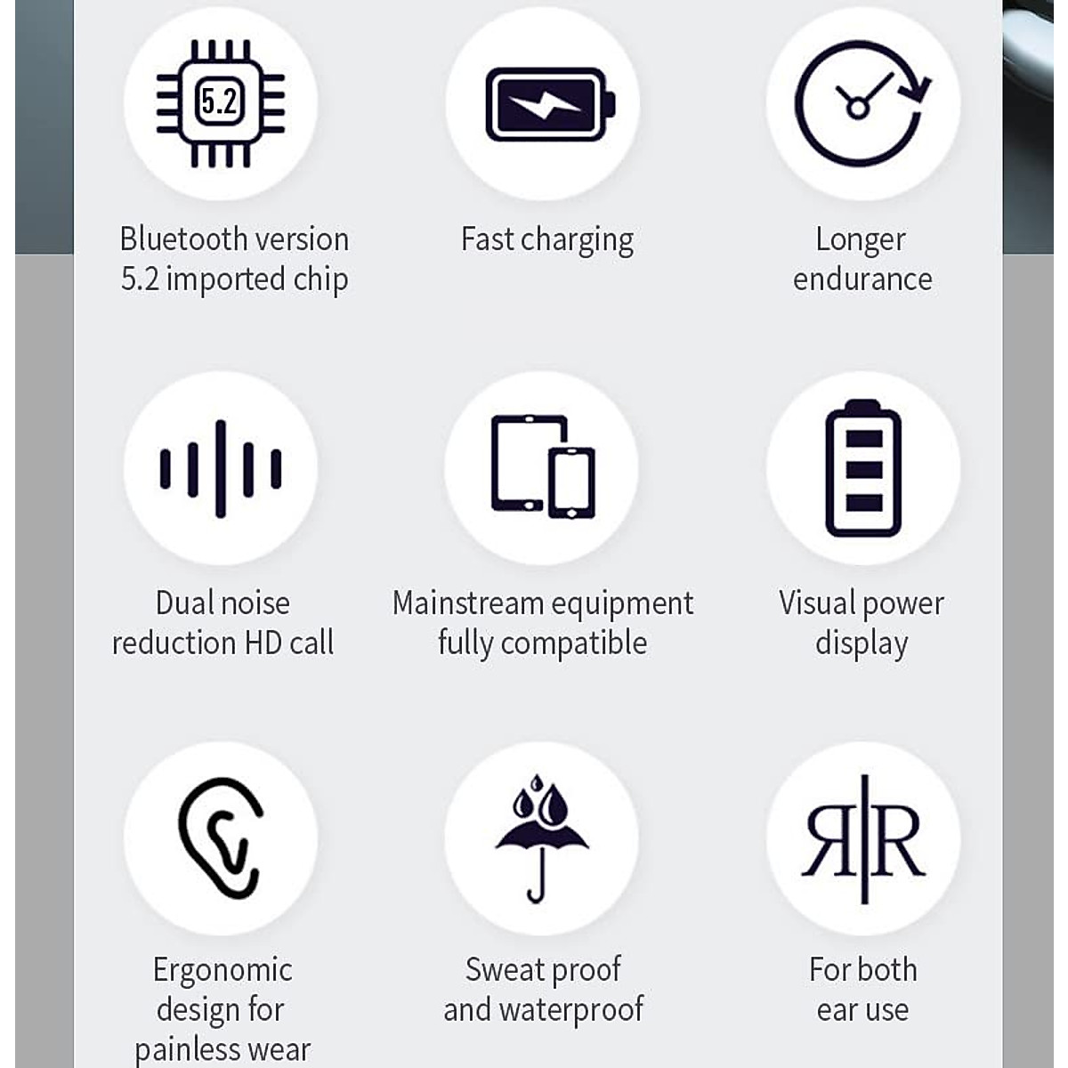 Wireless Bluetooth Handsfree Single Earphone Headset for iPhone Samsung Android, Black