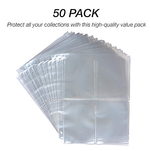 Samsill 50 Pack 4 Pocket Garden Seeds Storage Clear Sheet Protectors, Card Protectors, Each Pocket Measures 3.5" x 5.25", Fits in Standard 3 Ring Binder