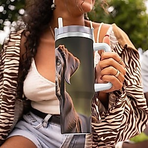 HULIBIN Brown Labrador Retriever Print Double Deck Stainless Steel Travel Coffee Cup With Lid 40 Oz Ice Bully Cup