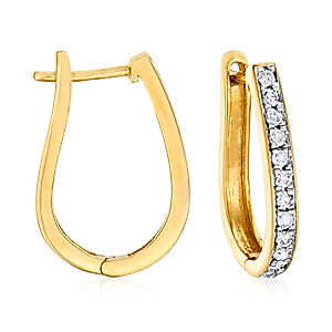 Ross-Simons 0.50 ct. t.w. Diamond Oval Hoop Earrings in 18kt Gold Over Sterling