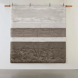 Madison Park Amherst Faux Silk Comforter Set-Casual Contemporary Design All Season Down Alternative Bedding, Matching Shams, Bedskirt, Decorative Pillows, Queen(90"x90"), Natural, 7 Piece (MP10-121)