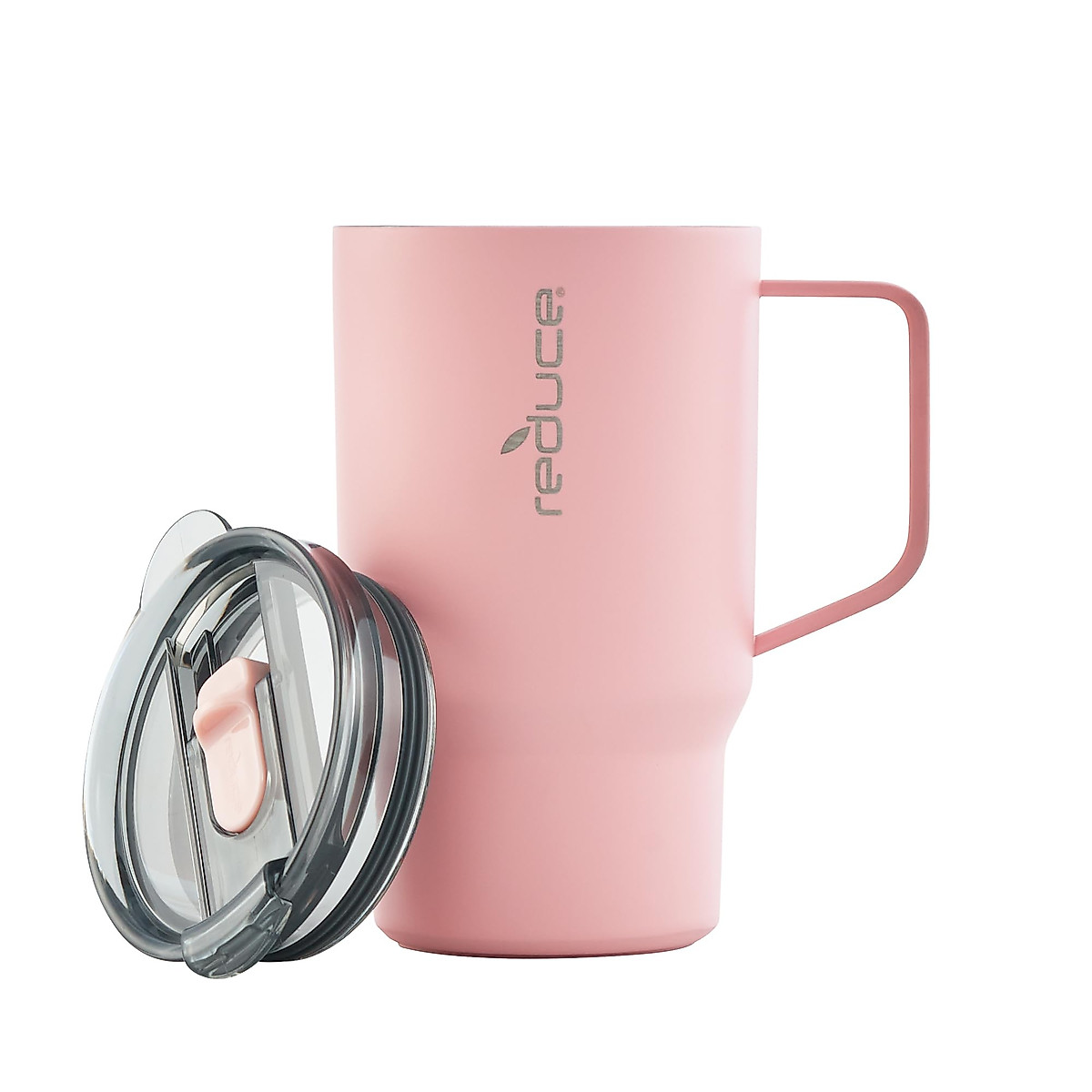 REDUCE Hot1 18 oz Hot1 Stainless Steel Insulated Mug with Temperature Adjusting Lid - Dual-Wall Vacuum, Cupholder Friendly - Keeps Drinks Hot for 6 Hours - Ideal for Coffee, Tea & Other - Pink Salt
