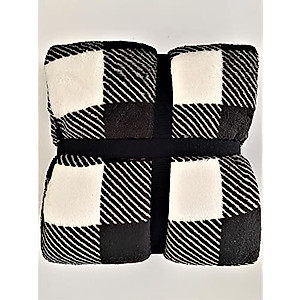 Berkshire Blanket LusterSoft Velvetloft Throw Black and White Plaid