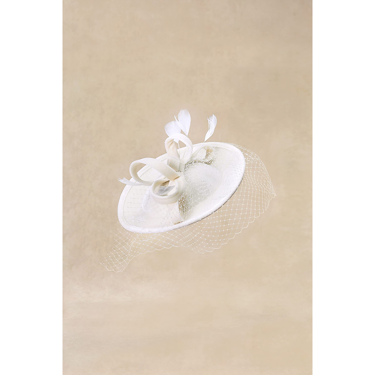 BABEYOND Tea Party Fascinator Kentucky Hat Fascinator Cocktail Pillbox Hat Derby Headband White