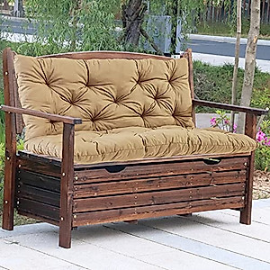 MiokyStaner Porch Swing Cushions with Backrest, 2-3 Seater Waterproof Bench Pad Cushions, Thicken 4" Outdoor Swing Cushions, for Outdoor Patio Garden Furniture (59x40in, Beige)